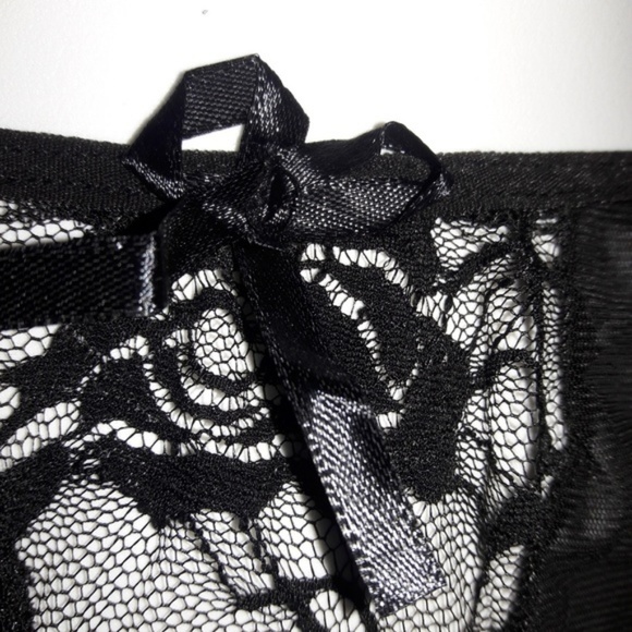 Intimates & Sleepwear | Sheer Black Mesh Lace High Waist Garter Belt ...
